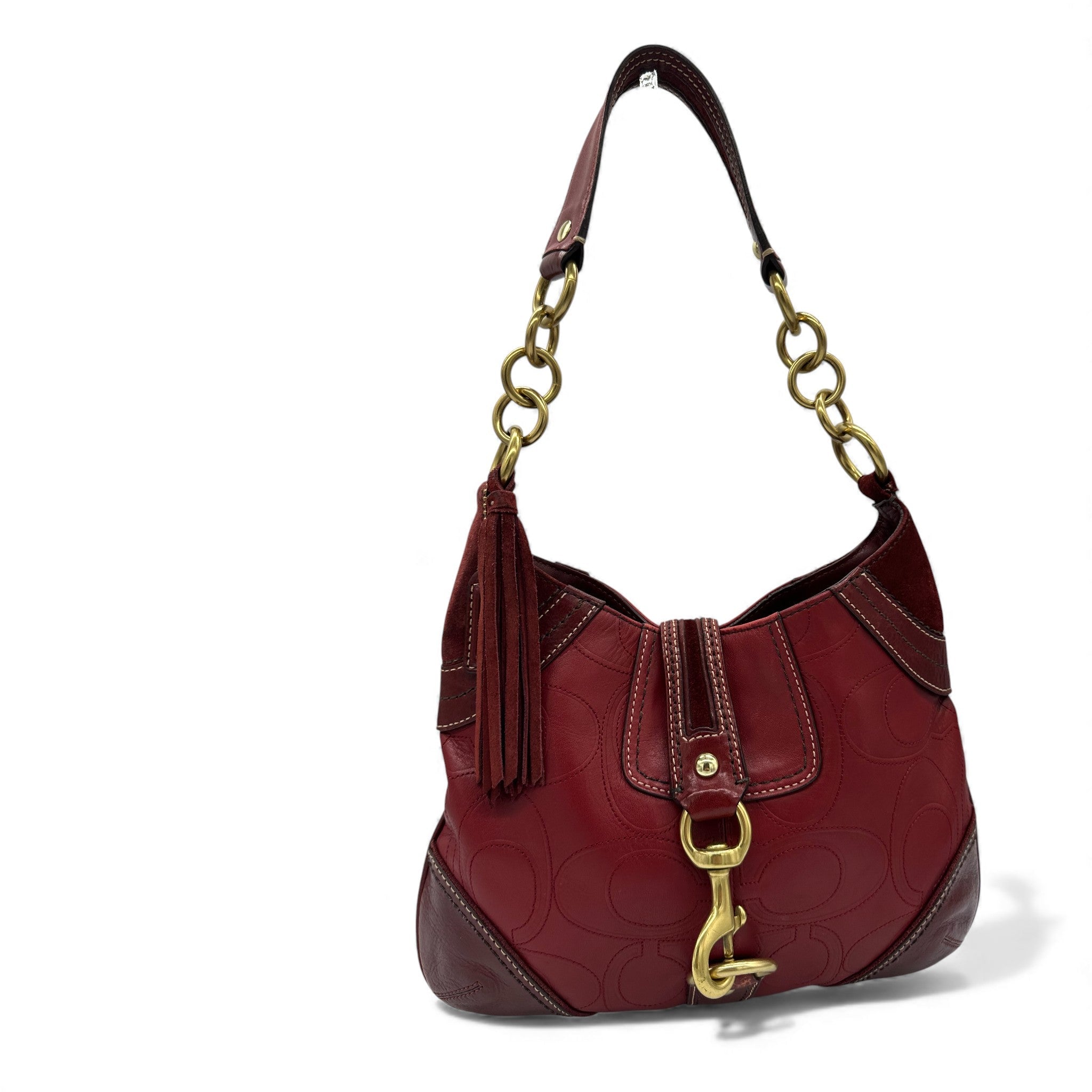 Vintage Coach F10223 Hampton Embossed Monogram Shoulder Bag – Thanks it ...